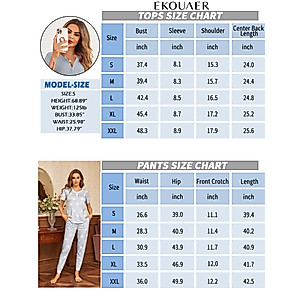 Ekouaer Pajamas Set Womens 2 Piece Lounge Set Short Sleeve Pjs Joggers Pants Sleepwear with Pockets Red Plaid