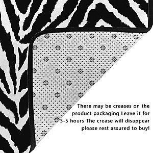 Washable Area Sponge Rug Mat for Kids Girls Bedroom Living Room Zebra, Wild Animals Zebra Skin Fashion Black White Non-Slip Carpet Super Soft Extra Thick Bathroom Dorm Home Indoor Small Floor Rugs