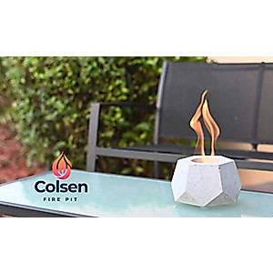 Colsen Hex Large Tabletop Ethanol Fire Pit - Indoor Outdoor Fire Pit, Portable Concrete Bowl Pot Fire Pit