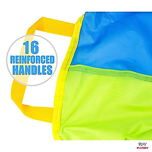 Play Platoon Rainbow Parachute Toy for Kids, 12 ft Play Parachute Game for Kids with 16 Handles, Parachute for Kids, PE Equipment for Elementary School Gym Class, Backyard/Indoor Play Equipment