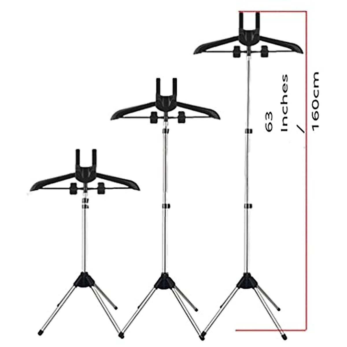 Luumerser Foldable Garment & Clothes Drying Rack,Adjustable Height,Handheld Hanging Ironing Machine Hanger Steam Ironing Machine Accessories Bracket (Black)