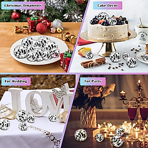 Calluace 50 Pcs Mirror Disco Balls Ornaments,Reflective Mini Disco Ball Decorations,Silver Mini Disco Balls,Disco Ball Ornament for Festive Holiday Party Decor (1.2 Inch, 2 Inch)