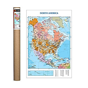EuroGraphics Map of North America Poster, 36 x 24 inch