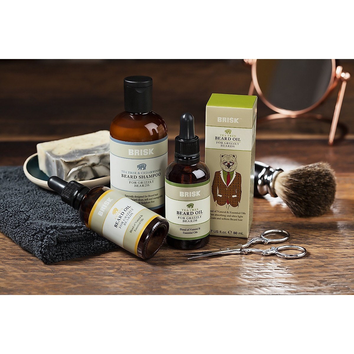 Brisk Beard Grooming Oil Liquid, Citrus for Beard Hair, 1.7 Oz