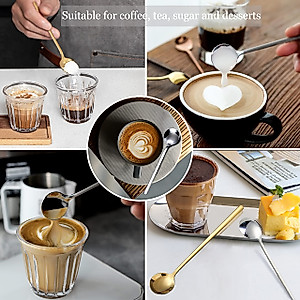 9 PCS Coffee Spoons Espresso Teaspoon, PBIEHSR Stainless Steel Tea Spoon Two Different Lengths Dessert Spoons for Stirring Drink Mixing Milkshake (Gold)