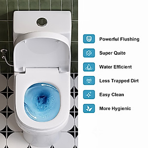 HOROW HWMT-8733U Small Compact One Piece Toilet, Power Dual Flush Toilet For Bathroom, Water Saving Toilet With Soft Closing Seat, Quick Release & UF Seat, White Toilet Bowl, 12'' Rough-in