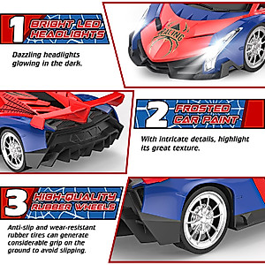 Growsland Remote Control Car for Kids, RC Cars for Boys Kids 1:18 Electric Vehicle Toy Car Hobby Racing Car Toys with Lights & Controller, Birthday Gift for 3 4 5 6 7 8 9 Year Old Boys Girls