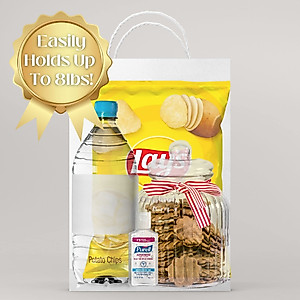 25 Pack Baby Shower Gifts Bag with Tissue Paper and Ribbons - Gold Baby Shower Gifts Bags Medium Size - Baby Gift Bags for Baby Shower, Baby Boy Gift Bag, Baby Girl Gift Bag, Gender Reveal Gift Bag Bulk (8"L x 4.5"W x 10"H, White)