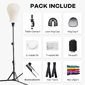 Neverland Beauty & Health 23 Inch Wig Stand Tripod with Mannequin Head, Wig Head Stand with Canvas Head for Wigs Making Display