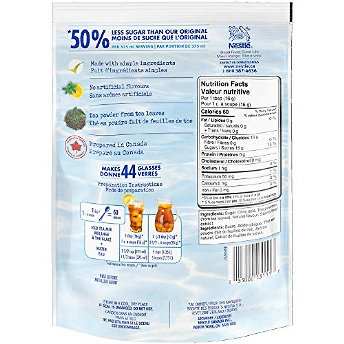 NESTEA Lemon Iced Tea Mix, 715g/25.2 oz., Pouch (Imported from Canada)