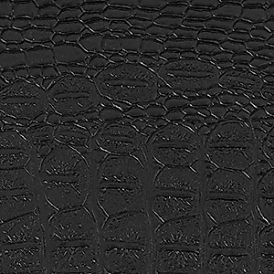 American Atelier Alligator Leather Serving Tray with Metal Handles, Black Large