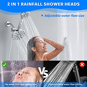 AMAZING FORCE 8.6 Inch Handheld Shower HeadShower High Pressure Handheld Shower With 6 Way Rainfall Combo Shower Sprayer