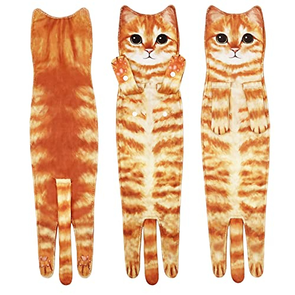 Hawgiman Hand Towels for Bathroom Kitchen,Cute Cat Quick-Dry Hanging Hand Towels Decorative for Bathroom Face Towels,Funny Gifts for Cat Lovers (Orange)