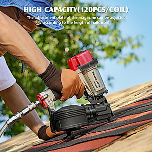 Maxparts NVH45 15 Degree Roofing Coil Nailer for Wooden House Roof Building 7/8-Inch to 1-3/4-Inch Round Head Coil Nails