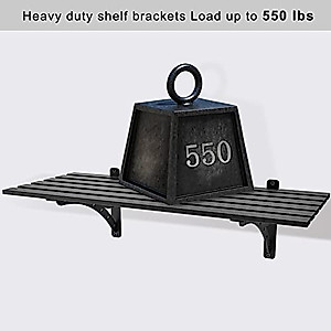Dolibest 16''x 38'' Heavy Duty Wall Mount Garage Shelves, Sturdy Garage Wall Shelving, Wall Mounted Garage Storage Rack, Metal Floating Wall Shelf, Power Tool Storage, Capacity 550 LB, 1PCS (Black)