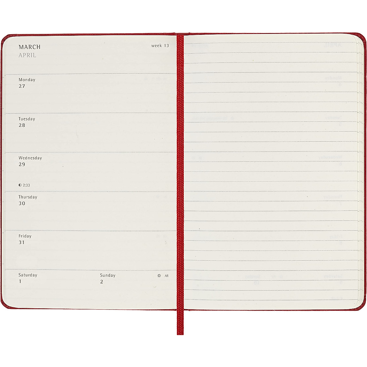 Moleskine Classic 18 Month 2022-2023 Weekly Planner, Hard Cover, Pocket (3.5" x 5.5"), Scarlet Red