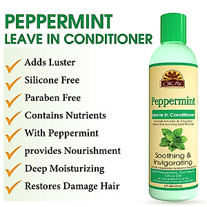 OKAY Peppermint Soothing & Invigorating Leave-in Conditioner, 8 Ounce