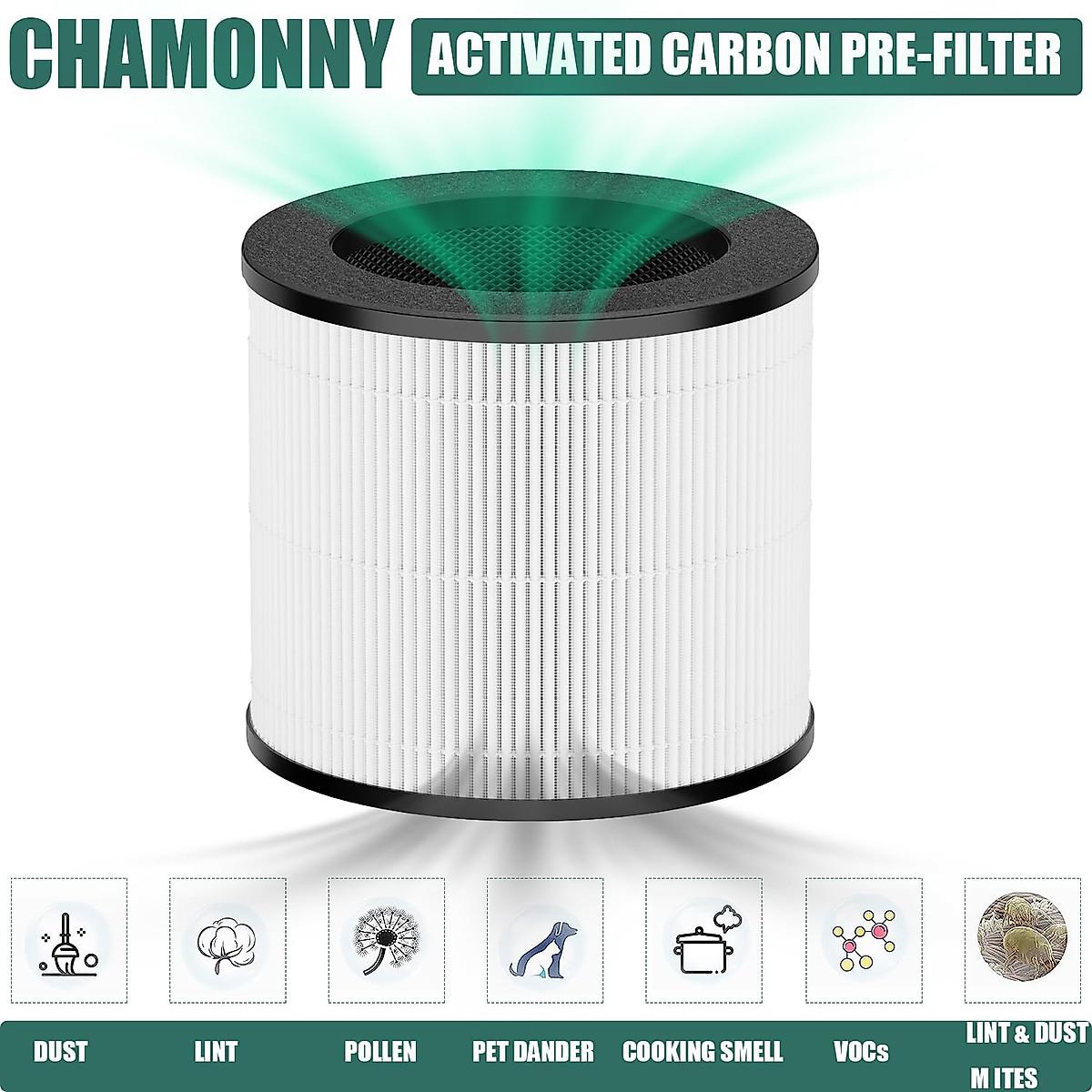 CHAMONNY Cayman 608/320 Filter Replcement, Compatible with Okaysou(Oksou) Cayman 608/320 Air Purifier, 3-in-1 H13 True HEPA Filter and Activated Carbon Filter, 2 Pack