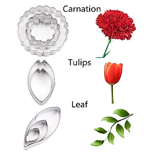 7set Stainless Steel Gum Paste Fower Cutter Set Fondant Flower Leaves Cutter Sugarcraft Cookie Cutter DIY Making Tools for Cake decorating Making Tools for Cake decorating