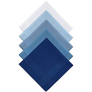 Selected Hanky 100% Pure Cotton Handkerchief with Stiching Assorted Color for Father's Day Gift