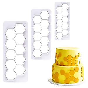 Mity rain Hexagon Cookie Cutter - Geometric Multicutter- Football Cake Fondant Cutter - 3 Size,Hexagon Biscuit Cutters,Novel Creative Cake Decorating