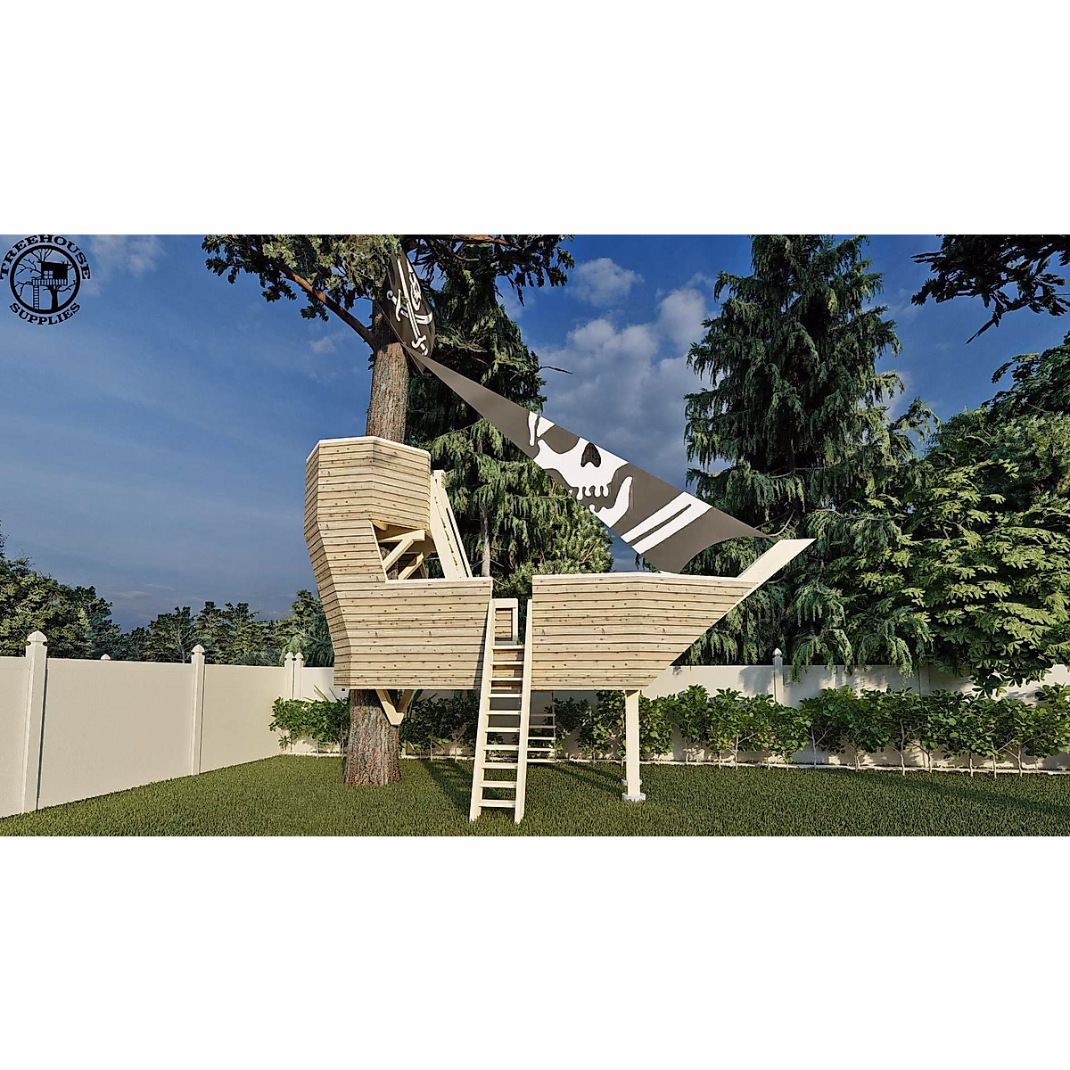 The Pirate Ship © 1 Tree 2 Post Treehouse Plan