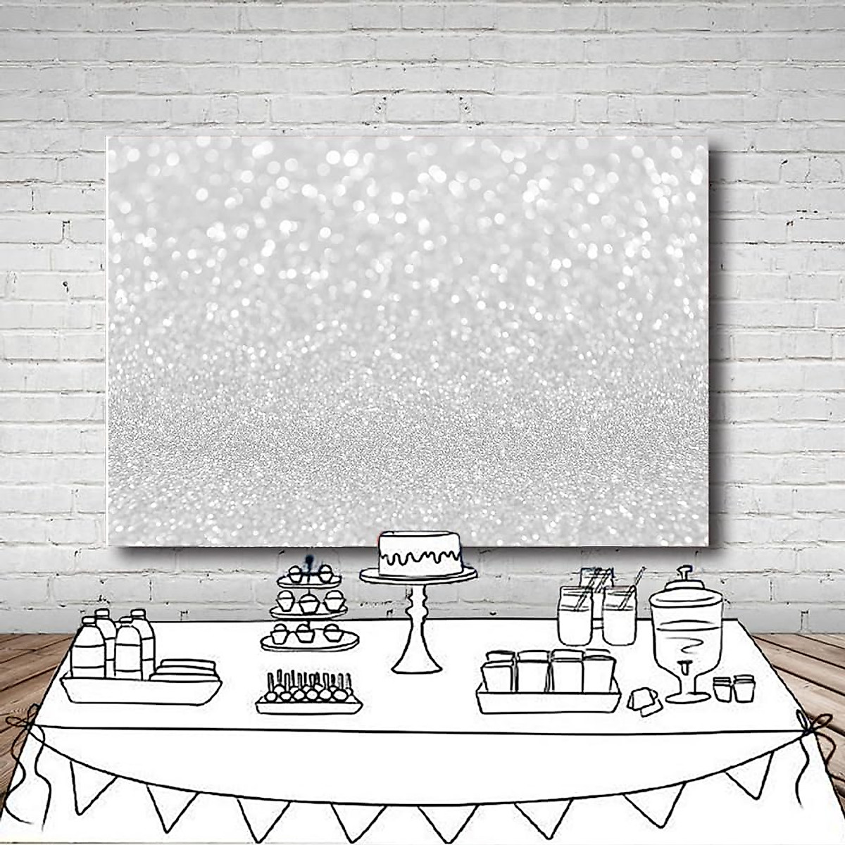 MEHOFOND Sliver Valentine Bokeh Photography Backdrop Shinny Sparkle Abstract Halos Background Galentines Day Wedding Baby Shower Birthday Party Decorations Banner Portrait Photo Booth Props 7x5ft