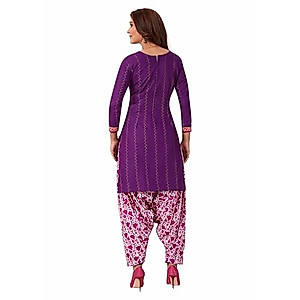 Miraan Women's Cotton Printed Readymade Salwar Suit XXX-Large Purple