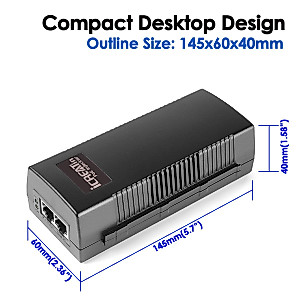 60W Gigabit PoE+ Injector, 10/100/1000Mbps, PoE++ Injector Ethernet Adapter, Shidlded RJ-45, IEEE 802.3af/at/bt Compliant, Up to 328 Ft, Replace of TL-PoE170S, TPE-117GI, M921-E-60W