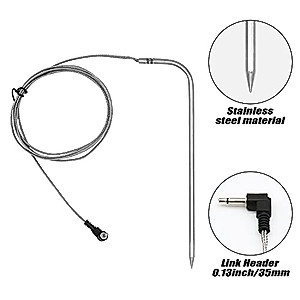 Replacement Meat Probe for Traeger Pellet Gril,Stainless Steel Thermometer Meat Probe with Stainless Steel Probe Clip Accessories Compatible with Traeger Grills,Set of 2