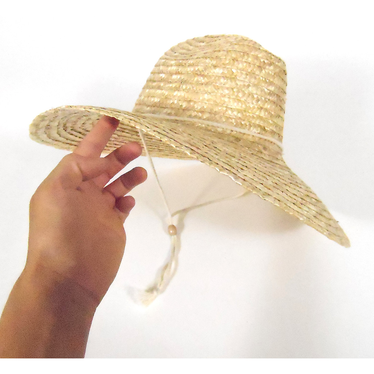 Wide Brim Shade Hat Universal Fit Beach Straw Hat Lifeguard Hat Tan