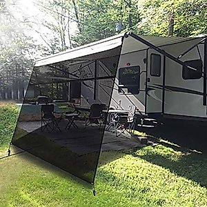 EXCELFU RV Awning Sun Shade Screen with Zipper 15' x 9' - RV Awning Shade Screen Black Mesh UV Blocker Complete Kits for RV Camper Trailer Motorhome