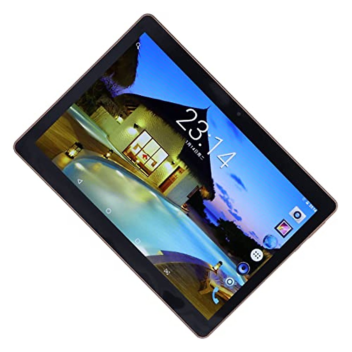 Smart Tablet, Flash CNC High Gloss Edge Body 0.3MP Front 2MP Rear Gold 5500mAh Octa Core Tablet with Plug for Daily (US Plug)