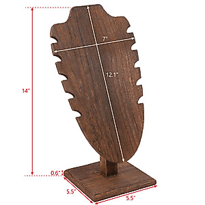 MOOCA Wooden Freestanding Necklace Easel Display Stand - Adjustable Slope Jewelry Showcase Holder for 6 Necklaces, Brown Color