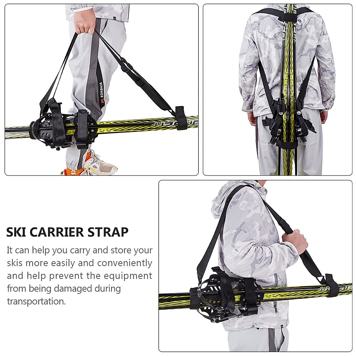 BESPORTBLE 2pcs Snowboard Straps Snowboard Shoulder Strap Ski Carrier Strap Backpack Accessories Adjustable Straps Pole Sling Strap Ski Pole Carrying Strap for Snowboard Ski Accessory