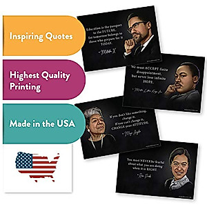 MWB Black History Inspirational Wall Art Posters - Powerful Heroes Martin Luther King, Rosa Parks, Malcolm X, Maya Angelou Positive & Motivational Quotes Wall Art Decor | African American Wall Art for Office or Home | 13" x 18" Non-Laminated (Pack of 4)