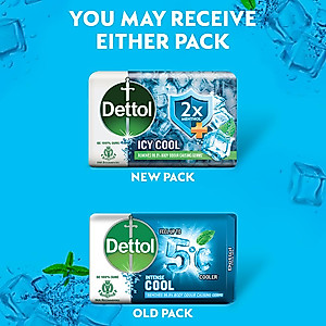 Dettol Icy Cool 2X Menthol Soap Bar 125g (4.40 Ounce) | Pack of 5