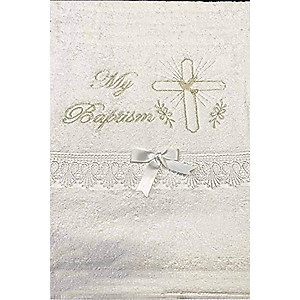 Pink Princess - White Baptism Towel for Boys and Girls - 100% Cotton for Christening Godchild Gift LDS