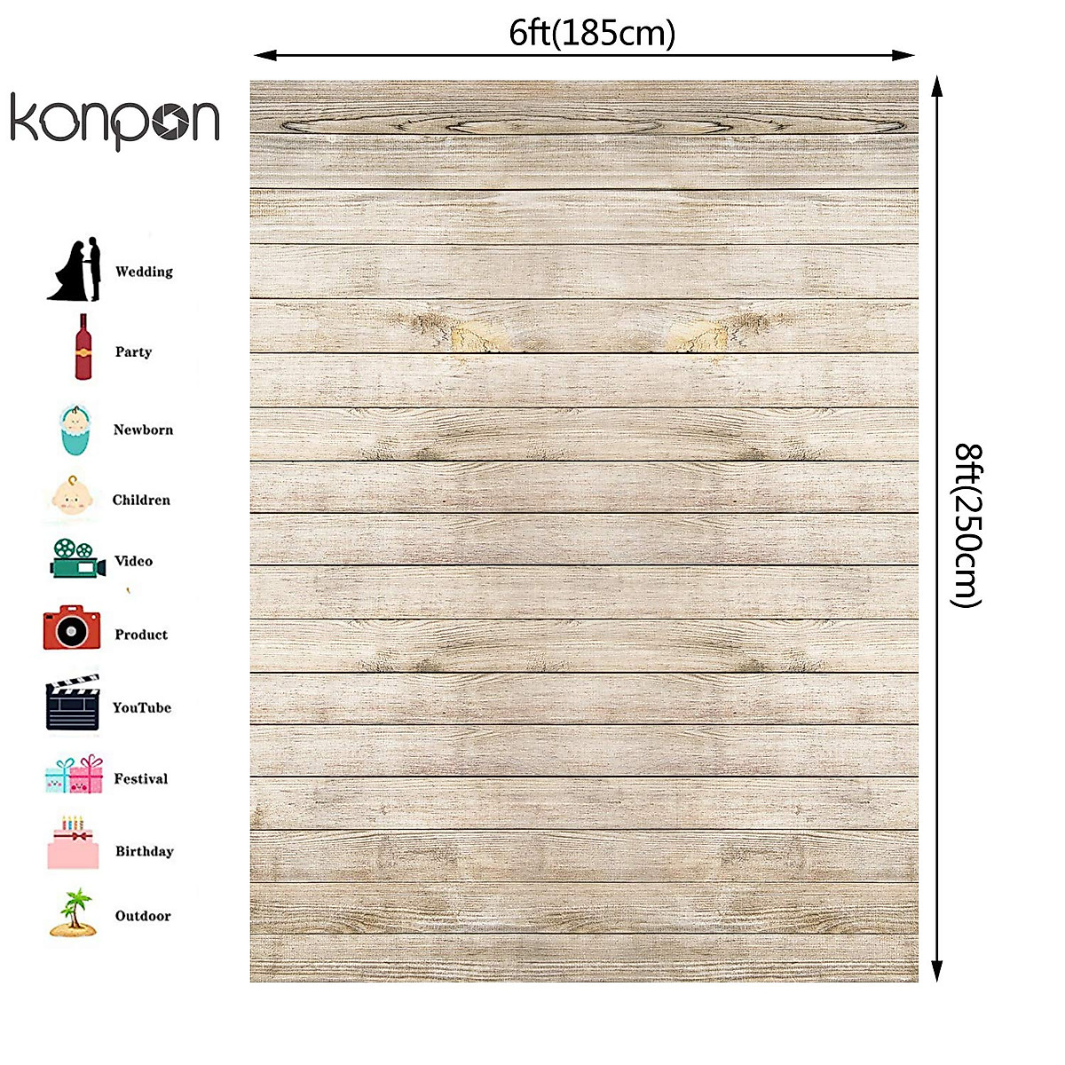 6x8ft Wood Photography Background Photo Backdrops Wooden Board Baby Shower Photo Studio Prop Photobooth Photoshoot KP-082