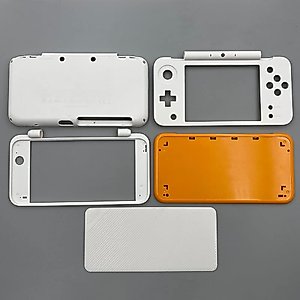 New Full Housing Case Cover Shell Front Bottom Panel LCD Frame Middle Frame Replacement Parts for New 2DS XL LL Game Console White & Yellow