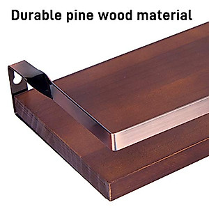 Vdomus Floating Shelves Made of Wood Material 2 Pack, Brown Floating Bathroom Shelves Wall Mounted with Towel Bar for Kitchen