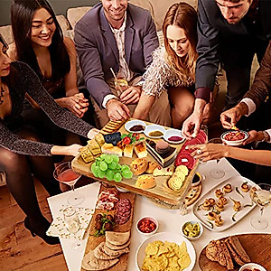 Angela&Alex Cheese Board and Knife Set, Bamboo Charcuterie Platter & Serving Tray Christmas Gifts for Cheese, Wine, Crackers, Brie and Meat Large & Thick Wooden Fancy Christmas Wedding Birthday Gifts