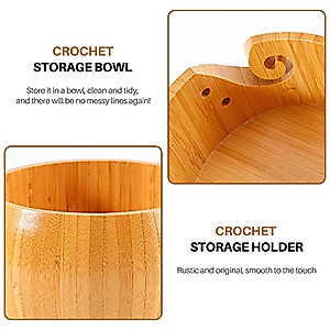 Nebel Natural Wooden Yarn Storage Bowl Crochet Knitting Needle Storage Holder Knitting Supplies Organizer