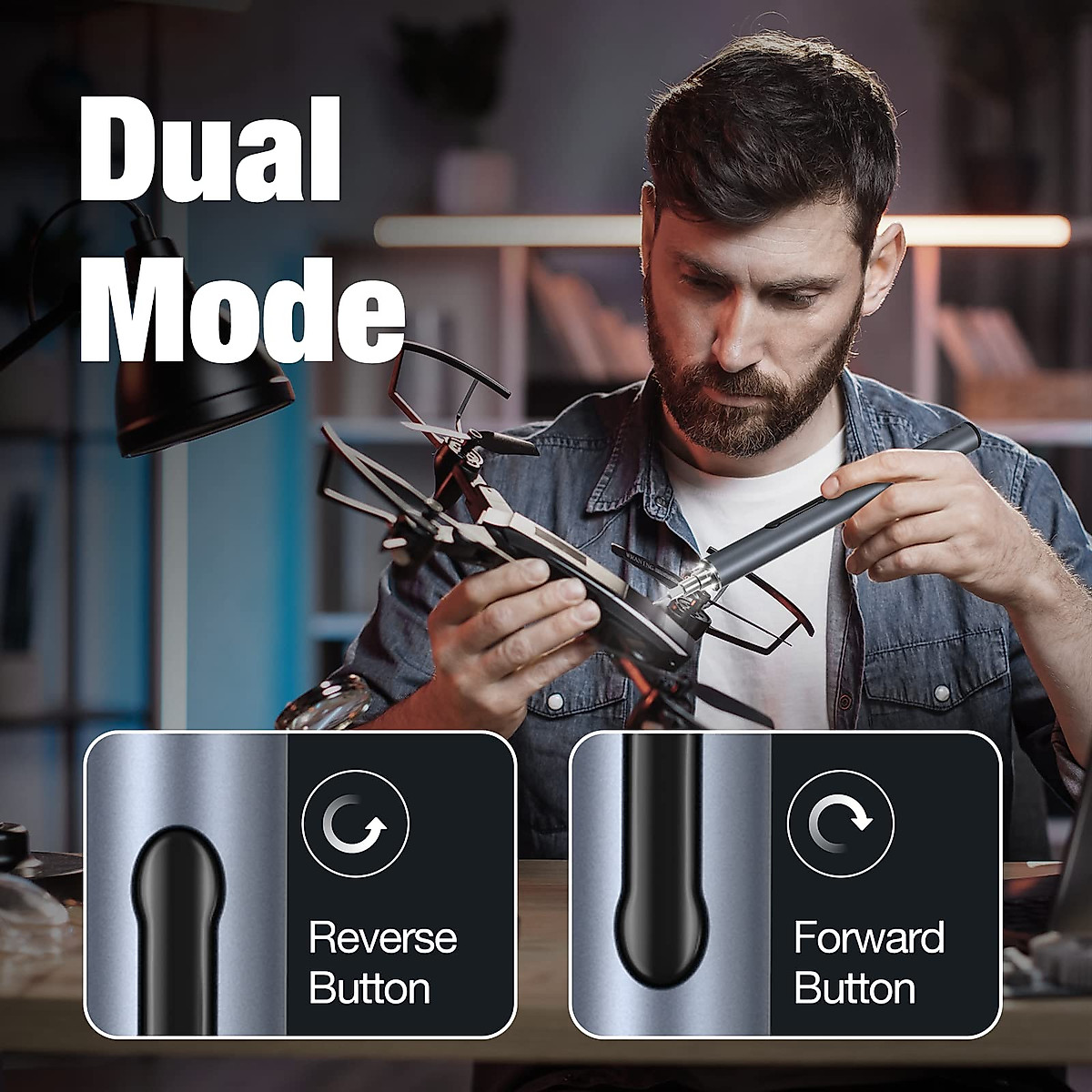 PKEY Mini Electric Screwdriver, All-in-One Precision Electric Screwdriver, 2 Torque with 28 Magnetic Precision Bits,LED Light & Dual Mode， Repair Tool Set for Phone Camera Laptop Watch