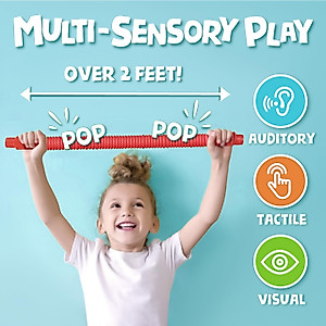 BUNMO Pop Tubes - Sensory Toys - Toddler Toys - Imaginative Play & Stimulating Creative Learning - Hours of Fun for Kids - Tons of Ways to Play - Non-Mouthable Toy 3+ - 8 Pack Large