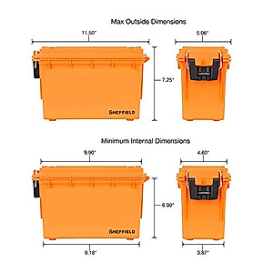 Sheffield 12630 Field Box, Pistol, Rifle, or Shotgun Ammo Storage Box, Tamper-Proof Locking Ammo Can, Water Resistant, Made in The U.S.A, Stackable, Orange