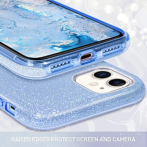 MILPROX Case Compatible for iPhone 11, Bling Sparkly Glitter Luxury Shiny Sparker Shell, Protective 3 Layer Hybrid Anti-Slick Slim Soft Cover for iPhone 11 6.1 inch (2019)-Blue