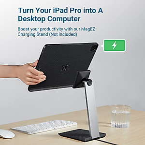 PITAKA iPad Pro 12.9 Case, Magnetic Wireless-Like Charging Case for iPad Pro 12.9 2021/2022, Magic Keyboard Compatible Case Support Apple Pencil 2 Charging, 1500D Aramid Fiber Made,Black/Grey