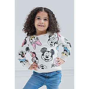Disney Mickey Mouse Donald Duck Daisy Duck Toddler Girls French Terry Fashion Pullover Sweatshirt White 3T