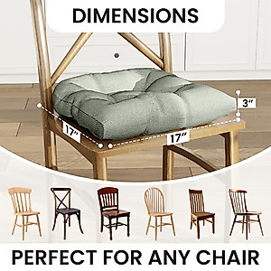 Klear Vu Gripper Overstuffed Universal Non-Slip Dining Chair Cushions for Kitchen Decor or Office Use, U-Shaped Skid-Proof Seat Pad, 17x17 Inches, 2 Count (Pack of 1), Solid Spa Green